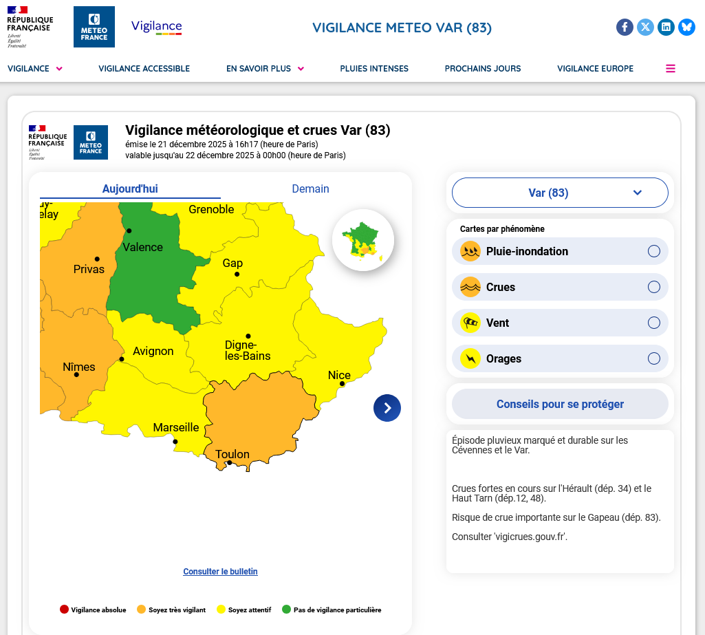 Vigilance orange orages + pluie-inondation - Ville de Draguignan
